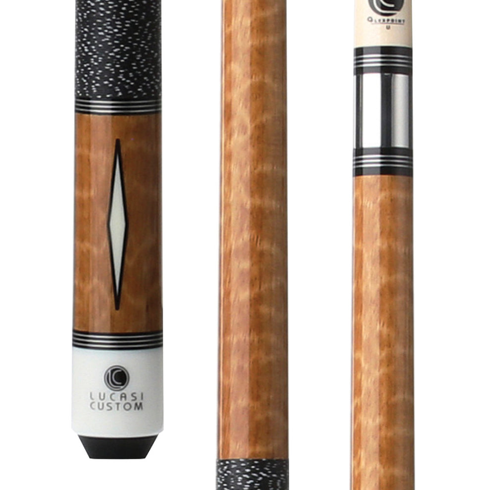 Lucasi Custom Exotic Apitong Diamond Series Cue with Black/White Linen ...
