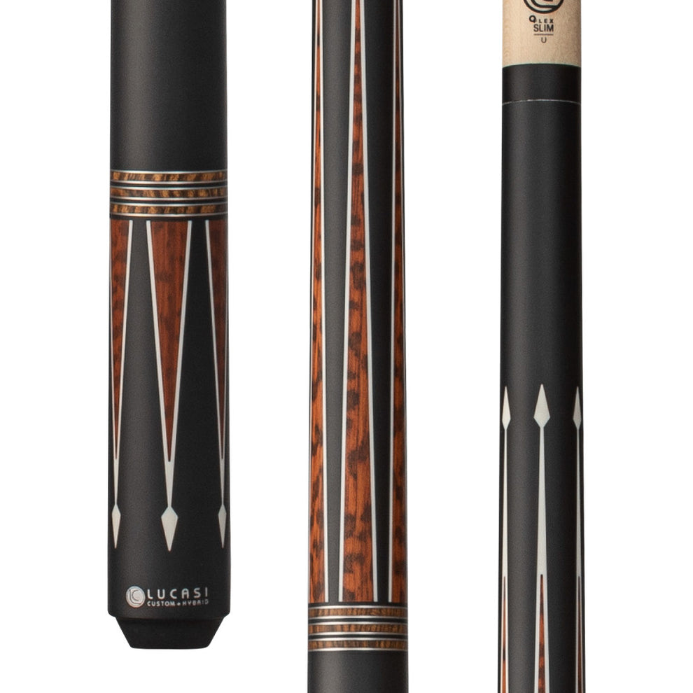 Lucasi Custom Matte Black & Snakewood/Zebrawood Wrapless Cue – Cue & Case