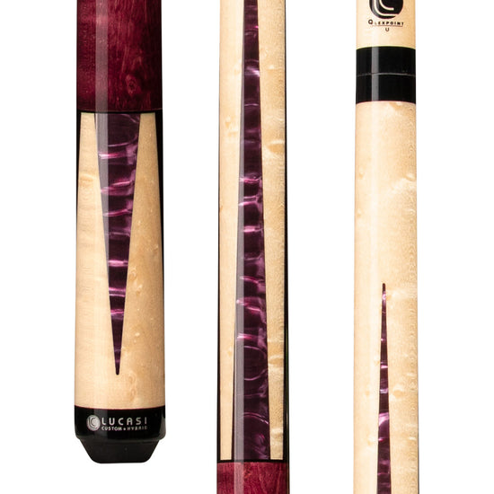 Lucasi Custom Purple Stained & Natural Super Birdseye Wrapless Cue ...