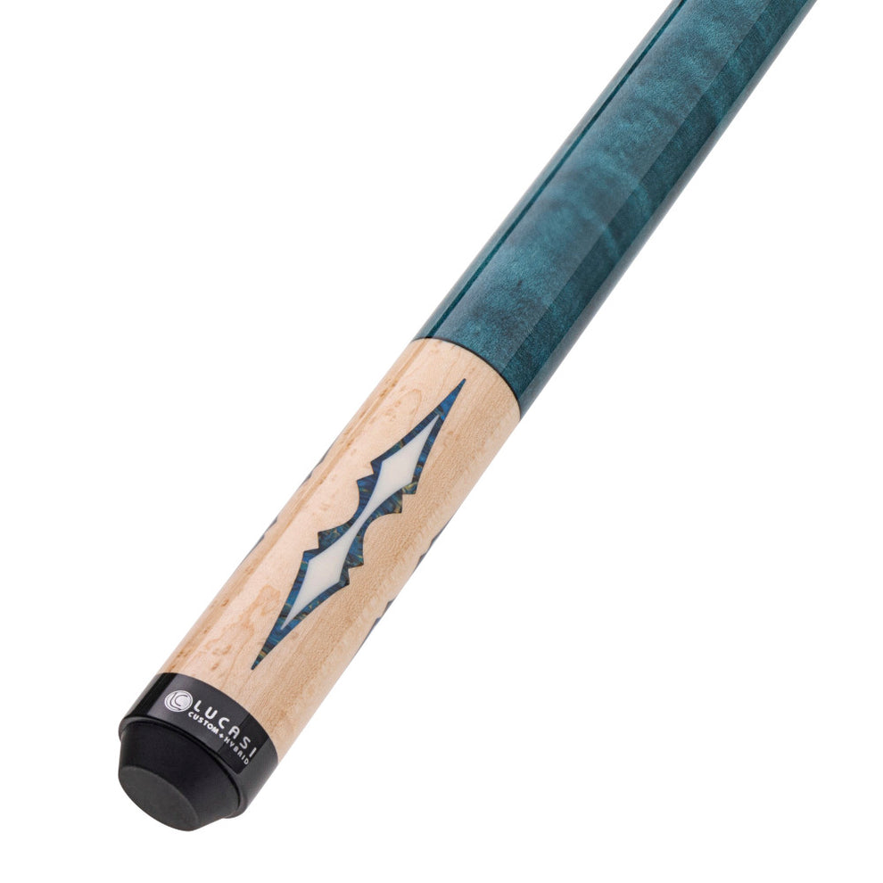 Lucasi Custom Walnut Birdseye & Aquamarine/Off-White Wrapless Cue – Cue ...