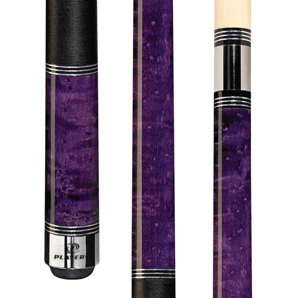 Players Violet Birdseye Cue with Black Linen Wrap – Cue & Case