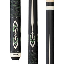 Pure X Matte Black & Malachite/White Cue with Black & Green Linen Wrap ...