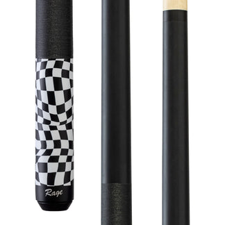 Rage Black Checker Flag Cue with Black Linen Wrap – Cue & Case