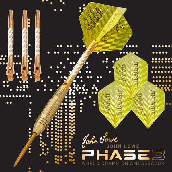 John Lowe World Champion Ambassador Phase 3 Steel Tip Dart Set – Cue & Case